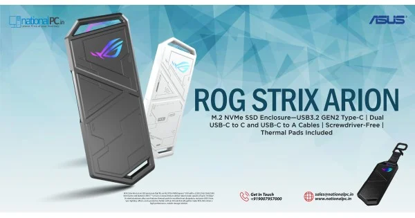 ASUS ROG Strix Arion – RGB Tool‑Free M.2 NVMe SSD Enclosure, USB 3.2 Gen 2