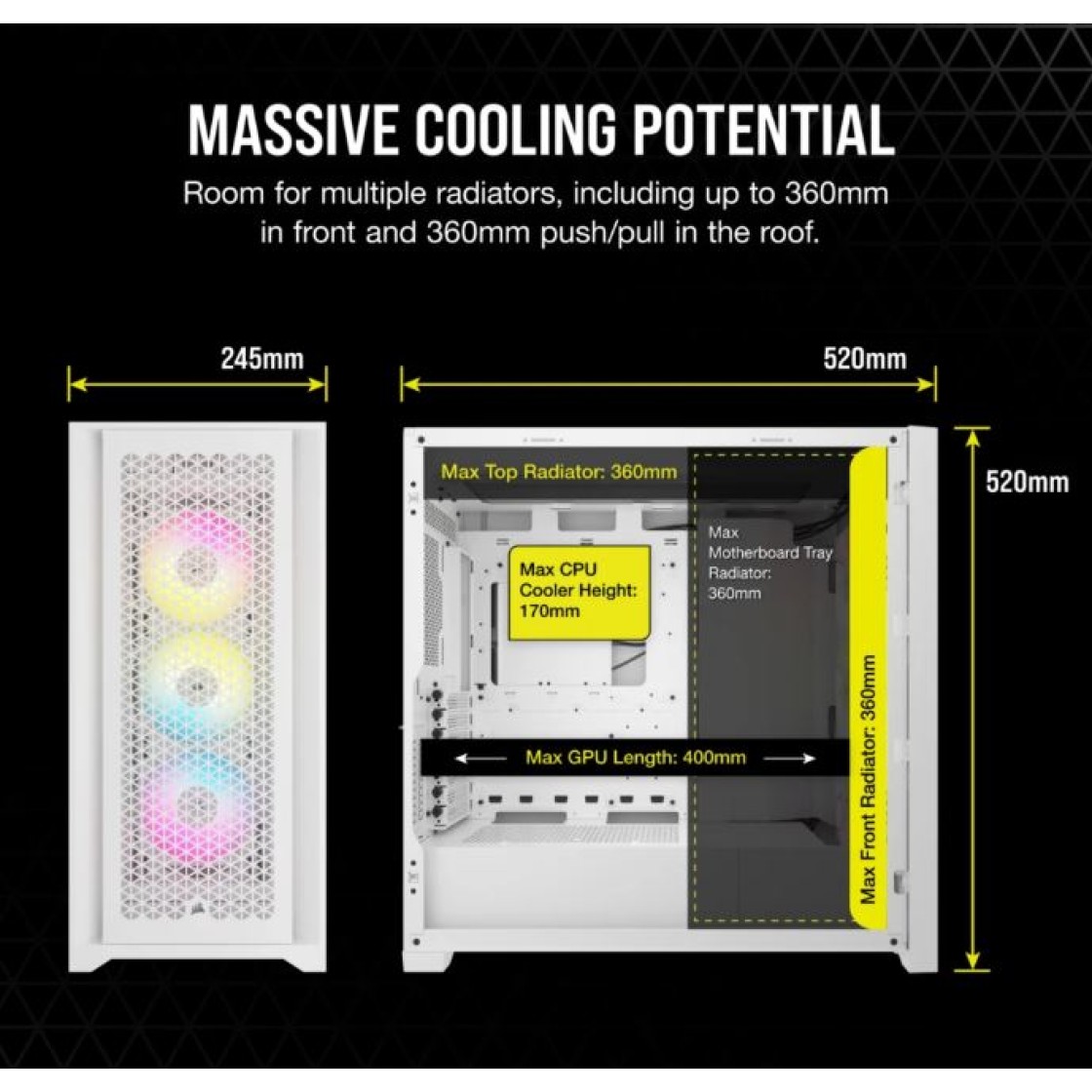 Corsair iCUE 5000D RGB AIRFLOW Mid-Tower Case, True White