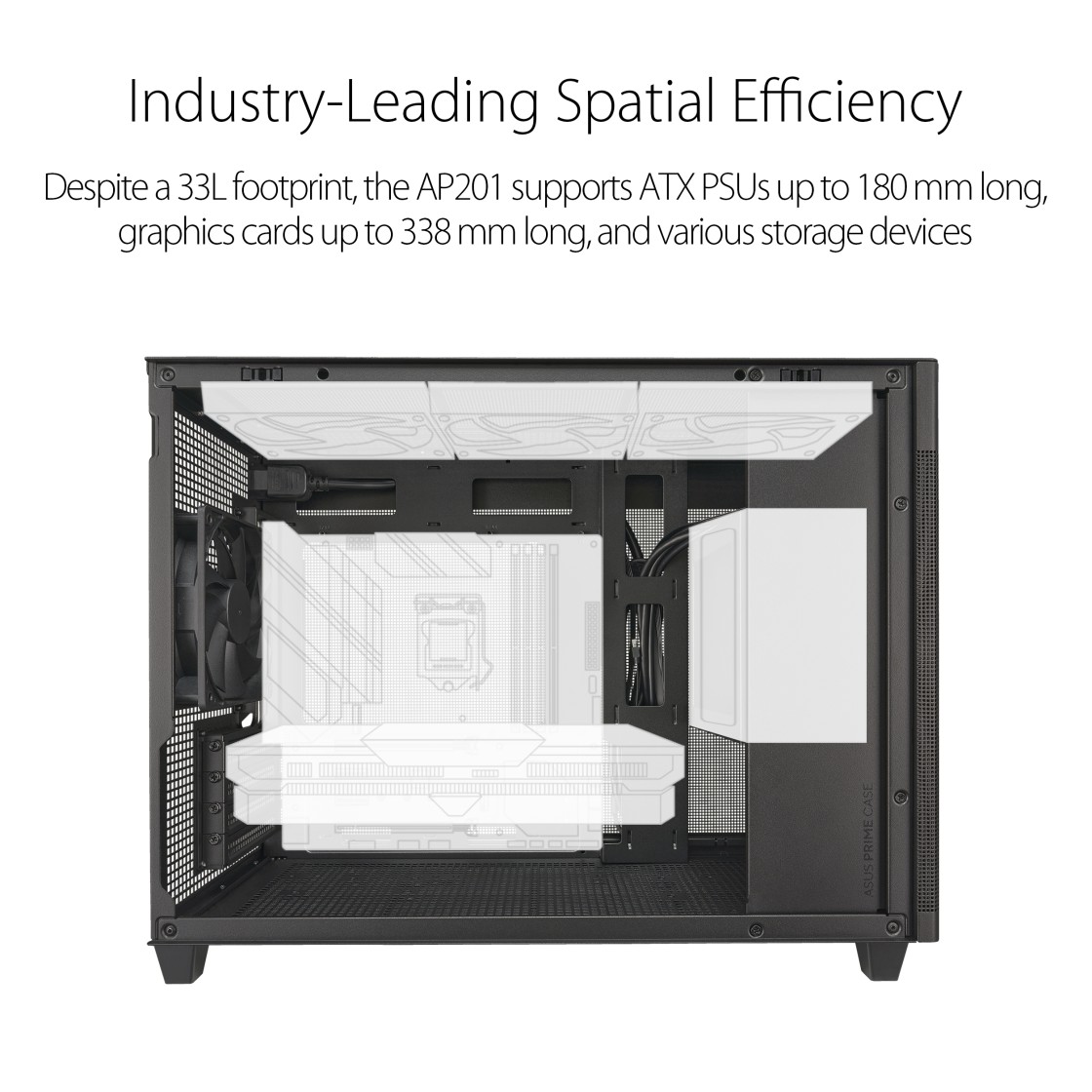 ASUS Prime AP201 Black stylish 33-liter MicroATX cabinet