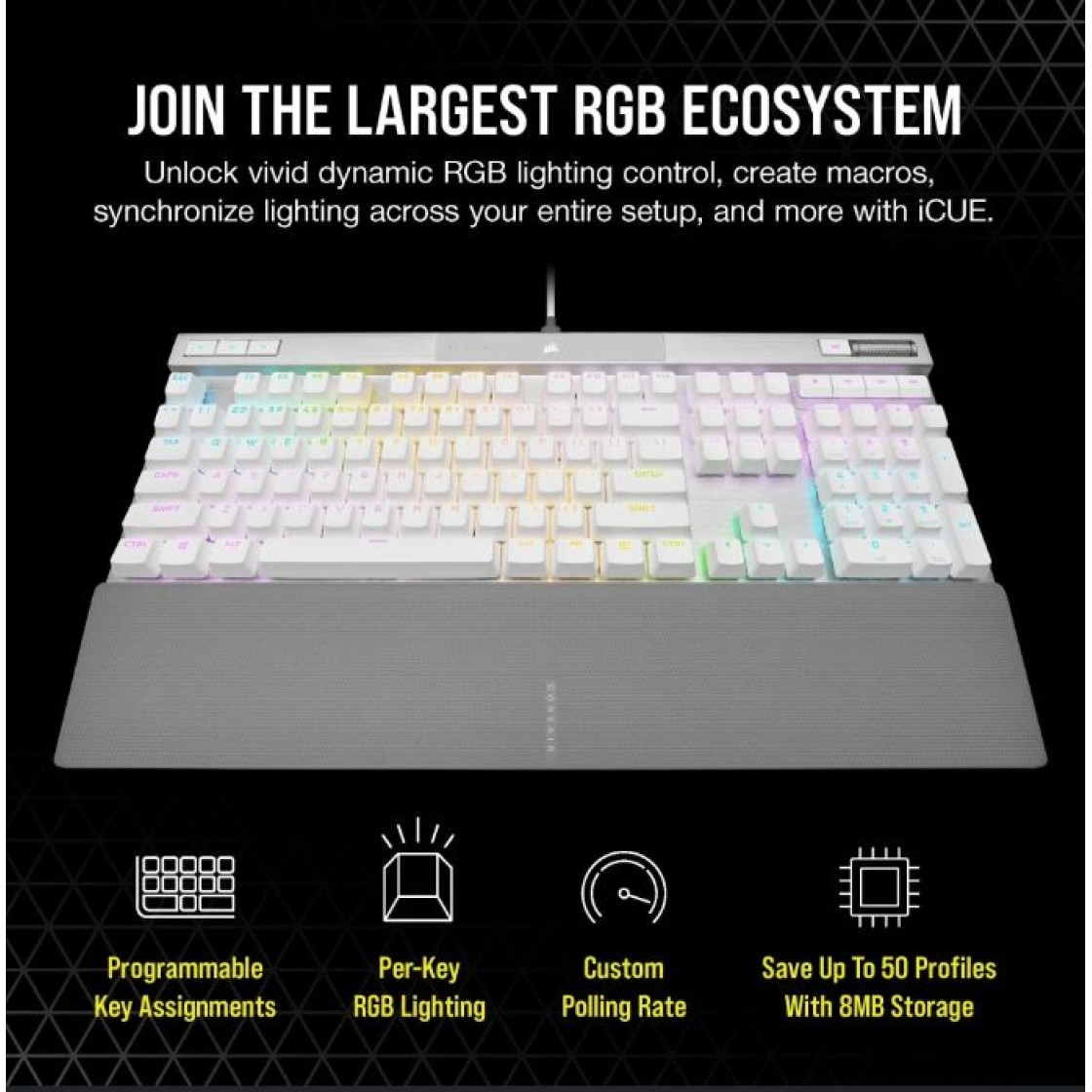 Corsair K70 RGB PRO White Mechanical Gaming Keyboard