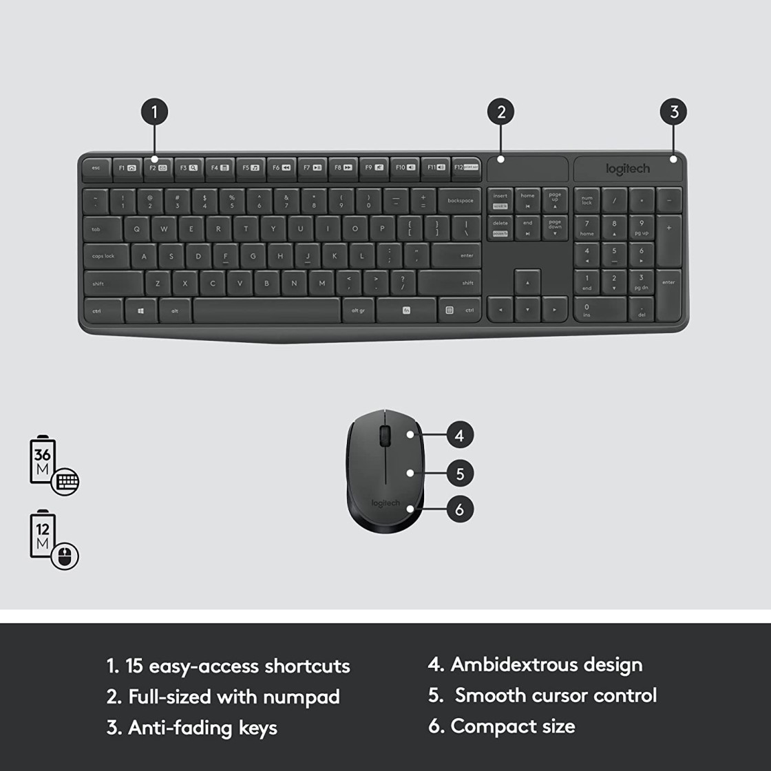 Logitech MK235 Durable Wireless Keyboard and Mouse Combo