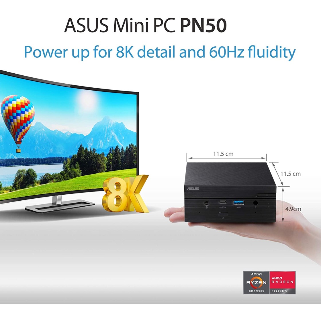 ASUS Mini PC PN50 with AMD Ryzen 7 4700U, 16GB RAM, 512GB SSD