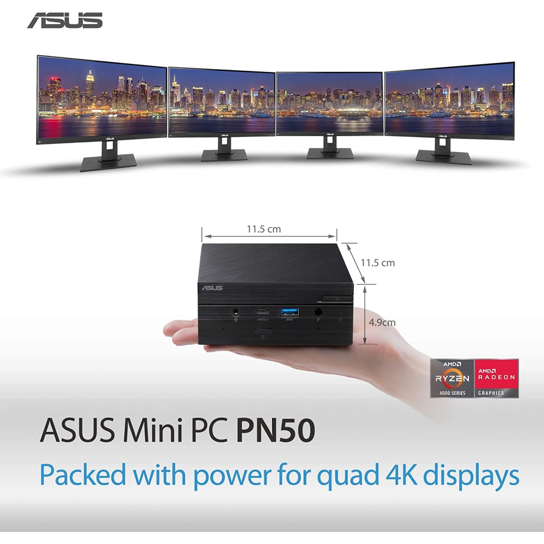 ASUS Mini PC PN50 Barebone with Ryzen 5 4500U 6 Core Processor