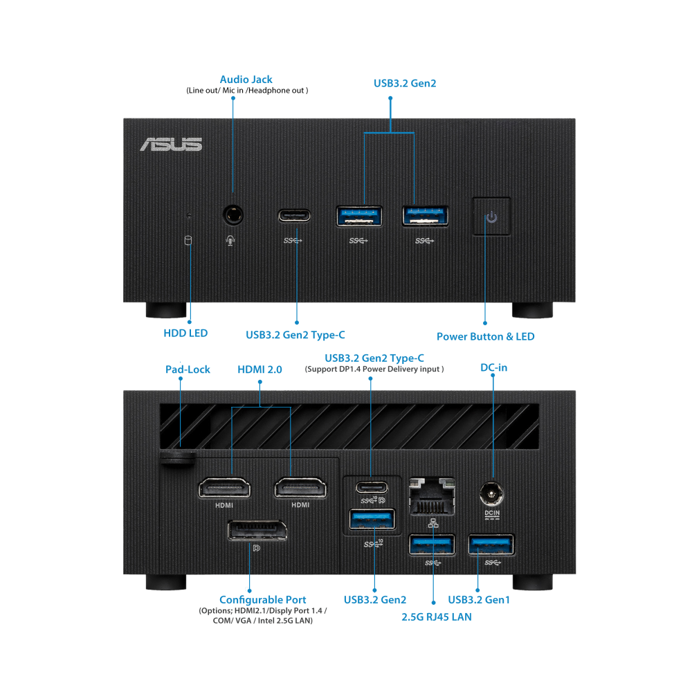 Asus Mini PC PN52 Ryzen 5 5600H, 32GB RAM, 1TB SSD, Win 10