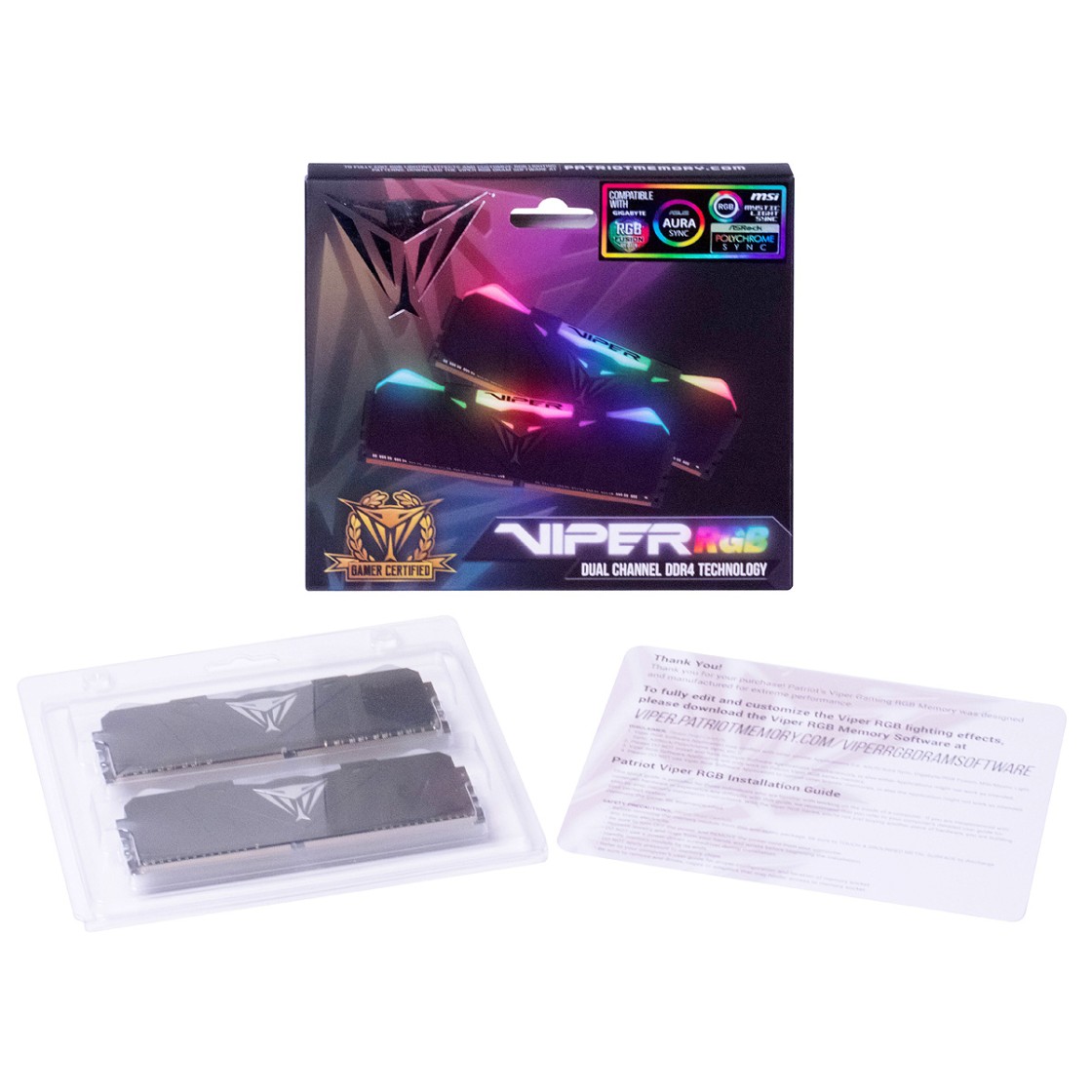 Patriot Viper RGB DDR4 16GB (2 x 8GB) 3200MHz CL16 UDIMM (Black)
